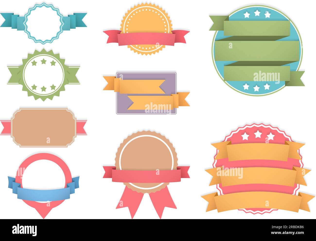 Set of different labels with ribbons, vector eps10 illustration Stock ...