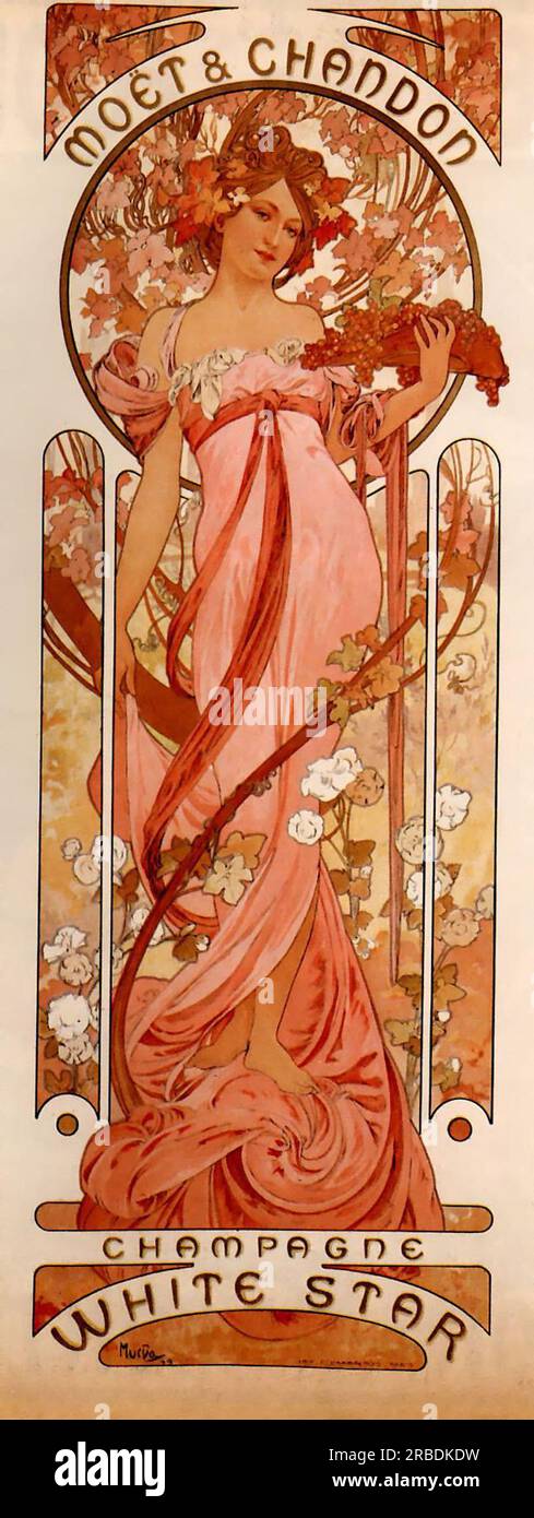 Moet and Chandon White Star 1899 by Alphonse Mucha Stock Photo - Alamy