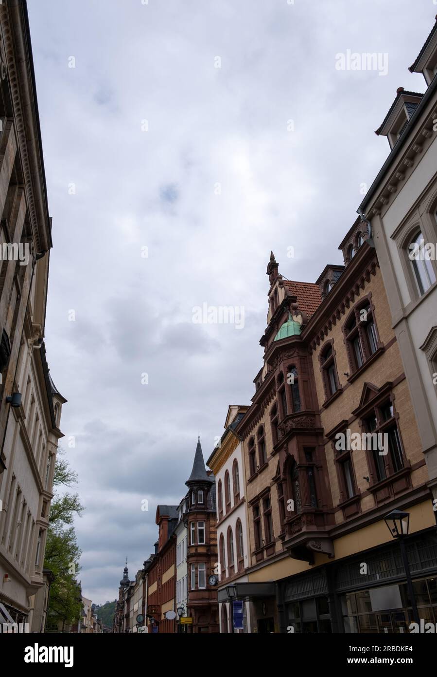 Germany, Heidelberg city. Traditional German architecture of old upper ...