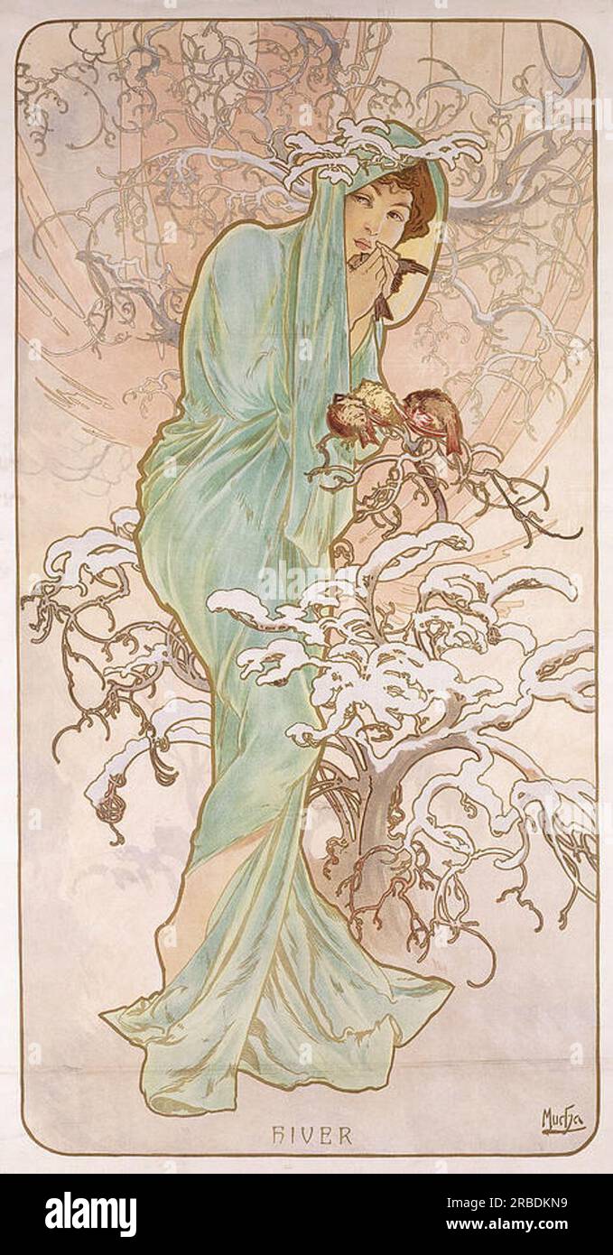 Winter 1896 by Alphonse Mucha Stock Photo - Alamy
