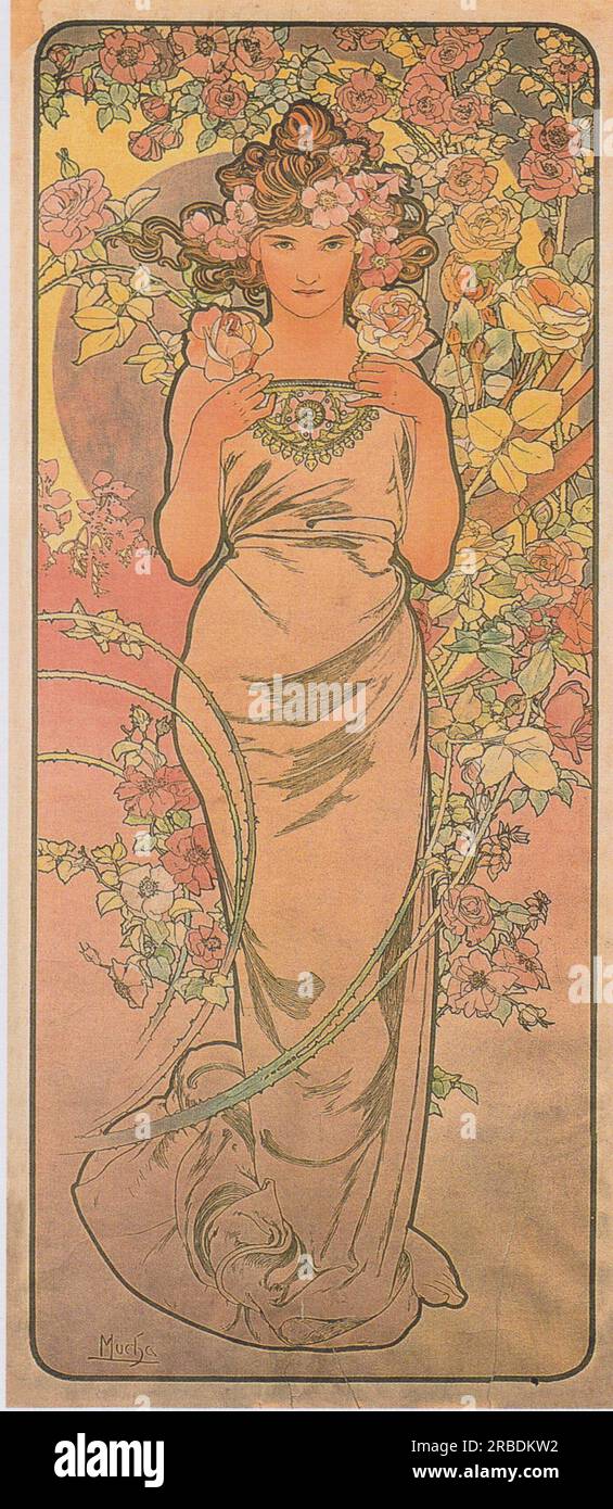 The rose 1898 by Alphonse Mucha Stock Photo - Alamy