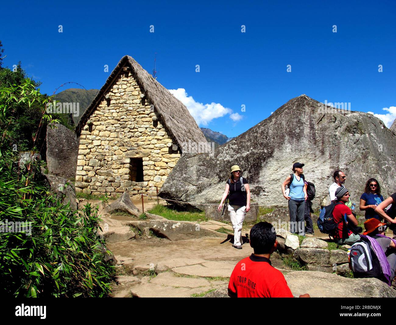 People in Machu Picchu in Andes mountains, Peru, South America Stock ...