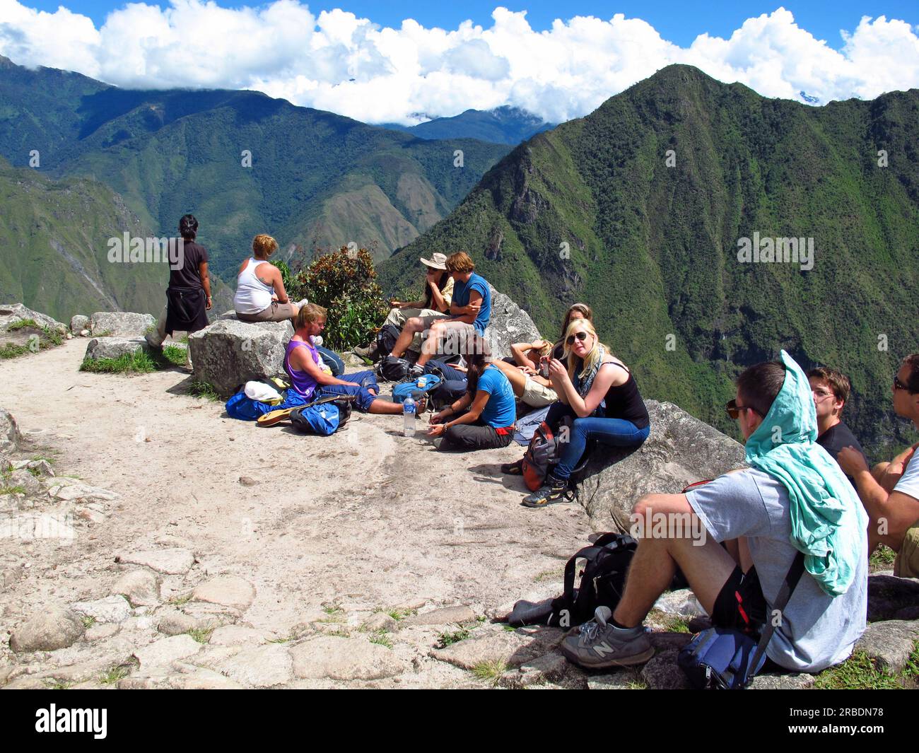 People in Machu Picchu in Andes mountains, Peru, South America Stock ...