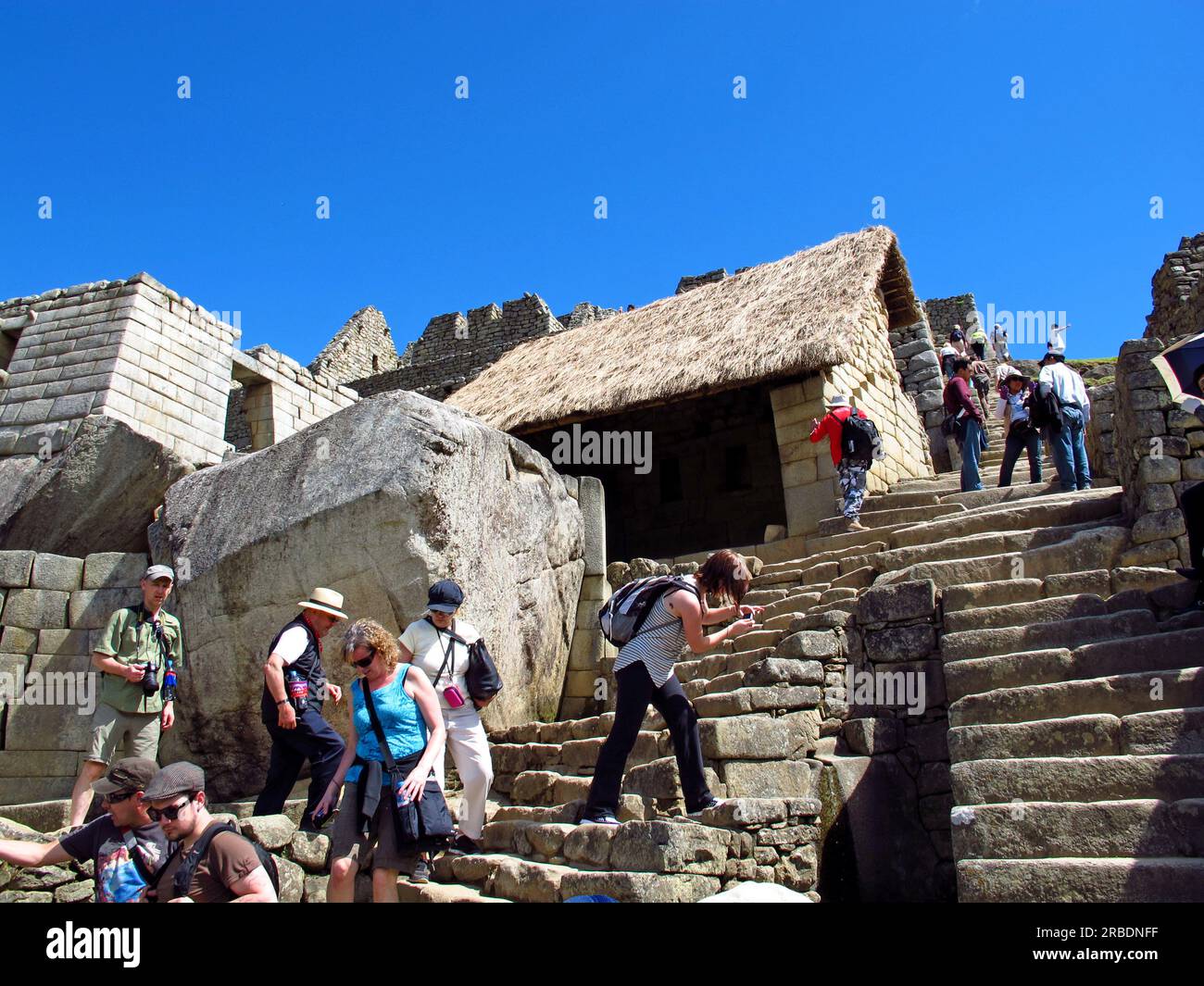 People in Machu Picchu in Andes mountains, Peru, South America Stock ...