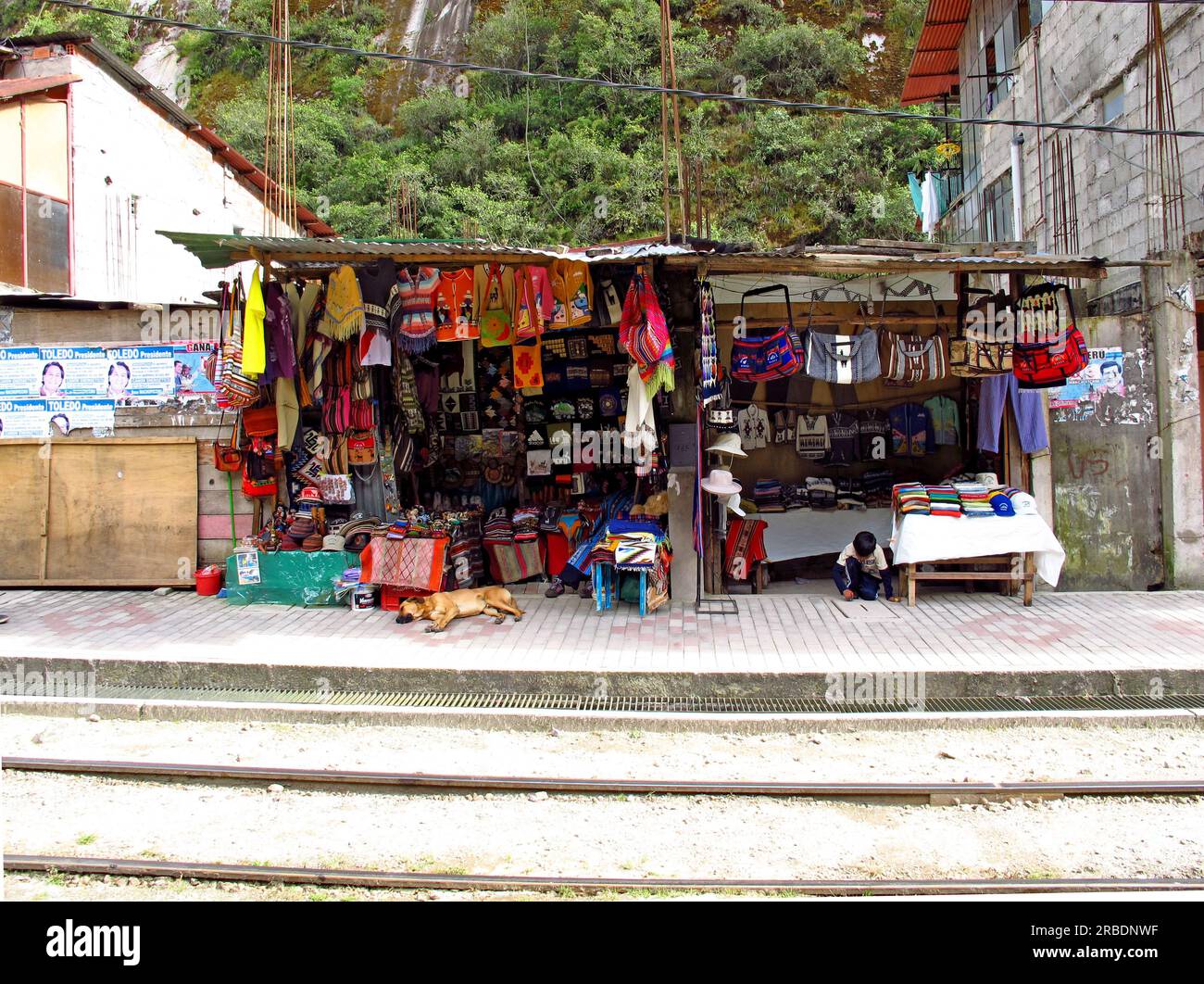 Indian market close Machu Picchu in Andes mountains, Peru, South ...