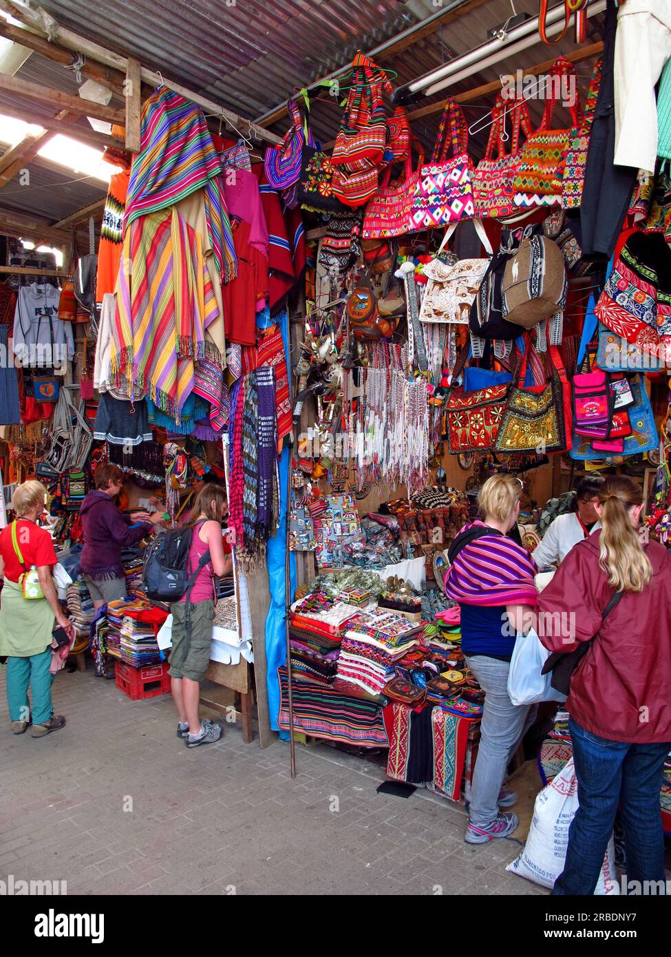 Indian market close Machu Picchu in Andes mountains, Peru, South ...