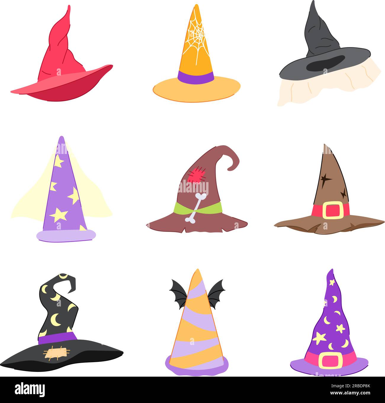 wizard hat set cartoon vector illustration Stock Vector Image & Art - Alamy