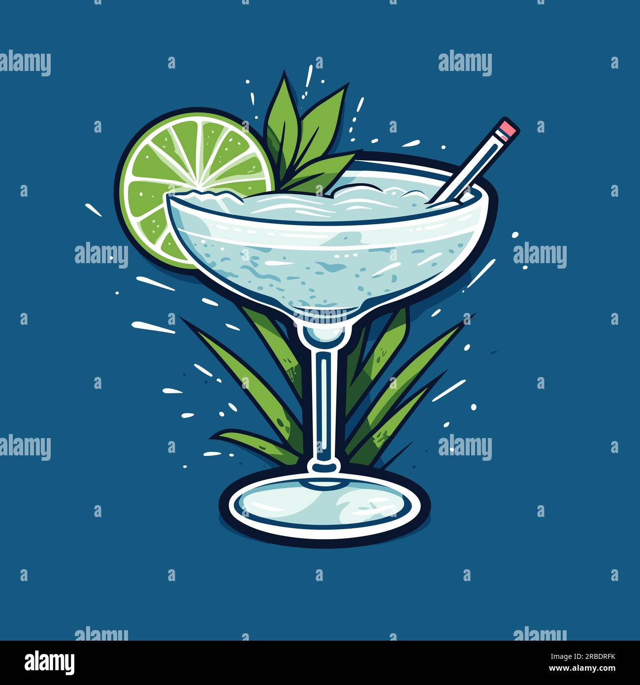 Margarita Margarita Cocktail Hand Drawn Comic Illustration Vector Doodle Style Cartoon