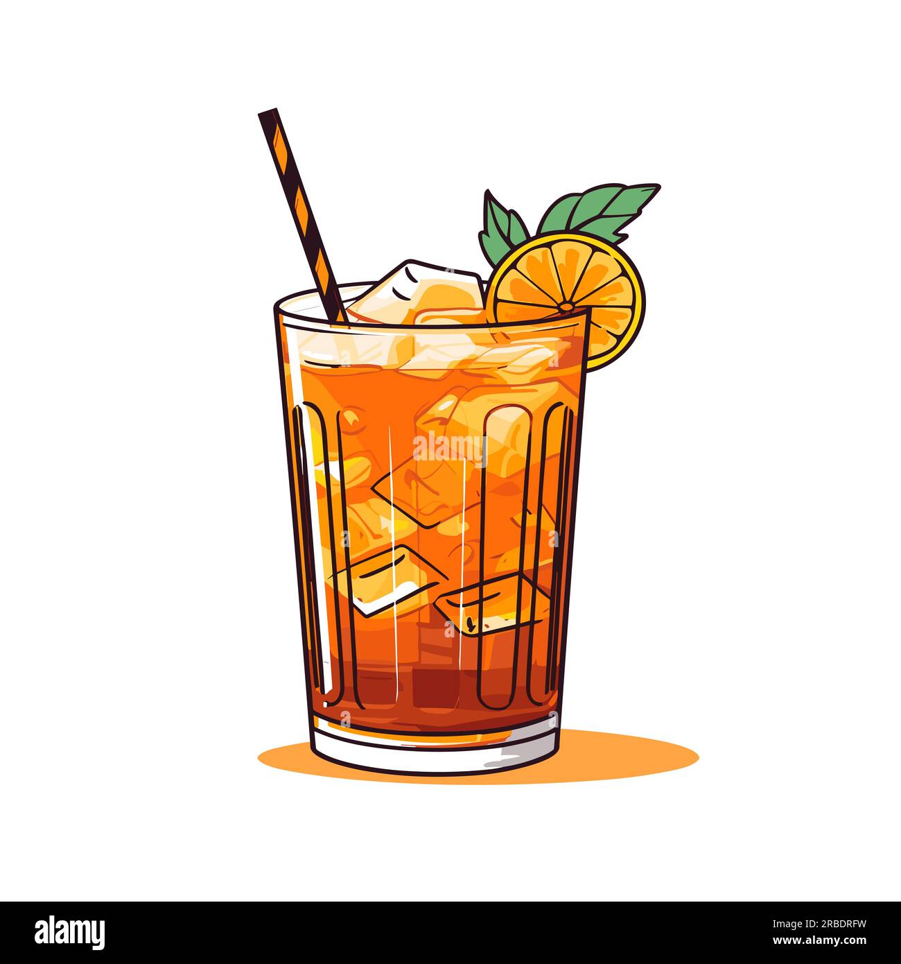 Mai Tai Mai Tai Cocktail Hand Drawn Comic Illustration Vector Doodle Style Cartoon