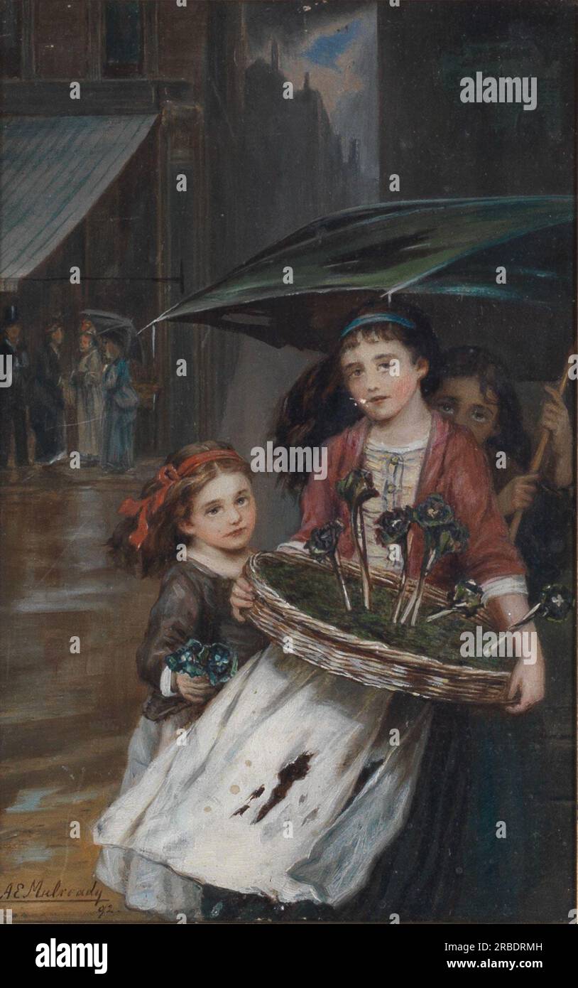 The flower sellers 1892 by Augustus Edwin Mulready Stock Photo - Alamy