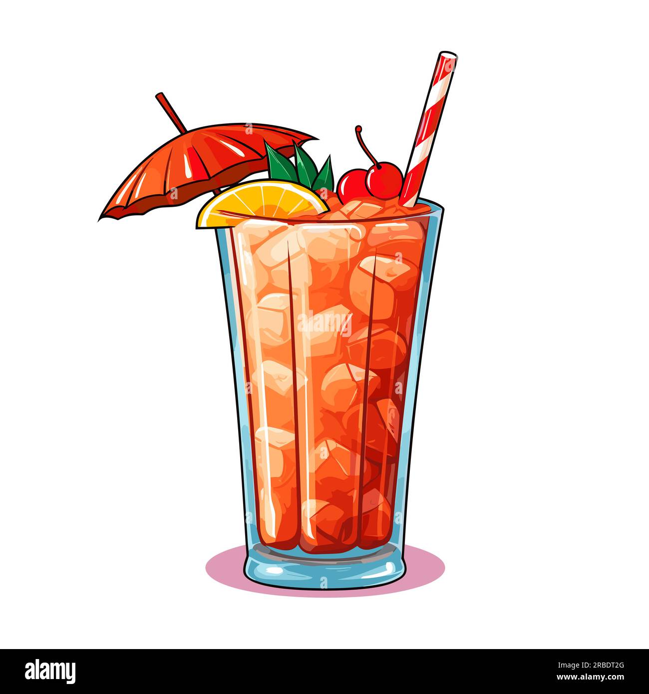 Mai Tai Mai Tai Cocktail Hand Drawn Comic Illustration Vector Doodle Style Cartoon