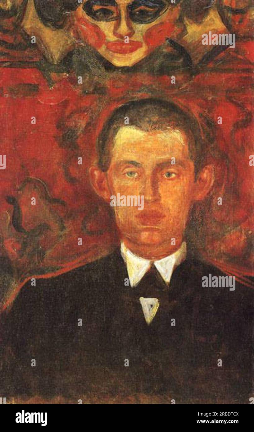 Self-Portrait Beneath Woman's Mask 1892 by Edvard Munch Stock Photo - Alamy