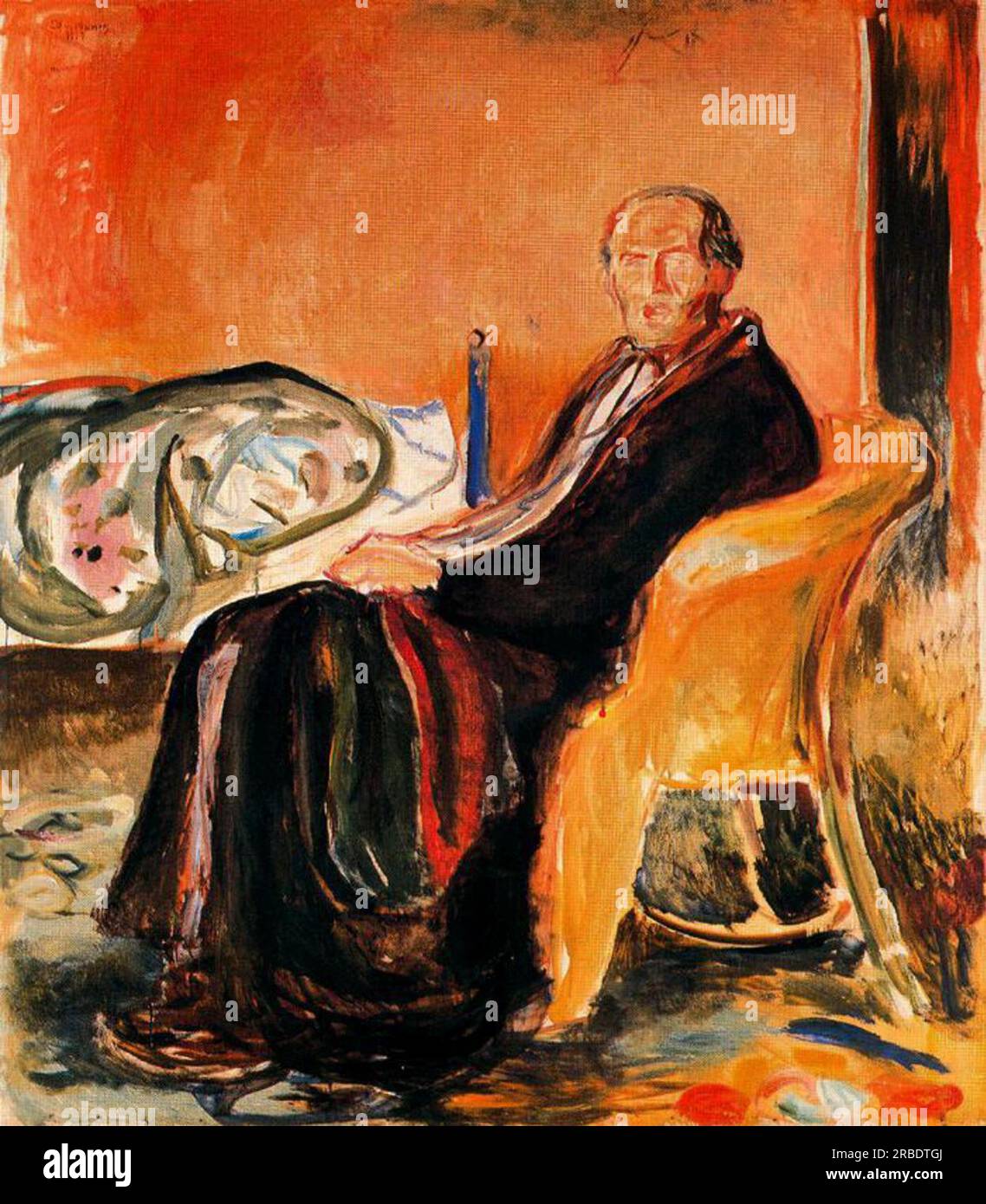 Self-Portrait after Spanish Influenza 1919 by Edvard Munch Stock Photo ...