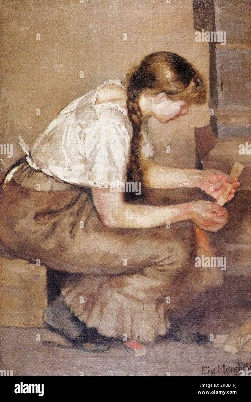 Girl Kindling a Stove 1883 by Edvard Munch Stock Photo - Alamy