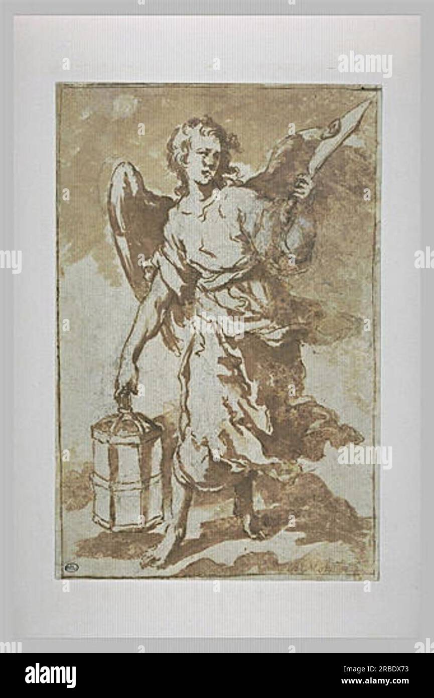 Angel holding the lantern and the sword that was used to cut the ear of ...
