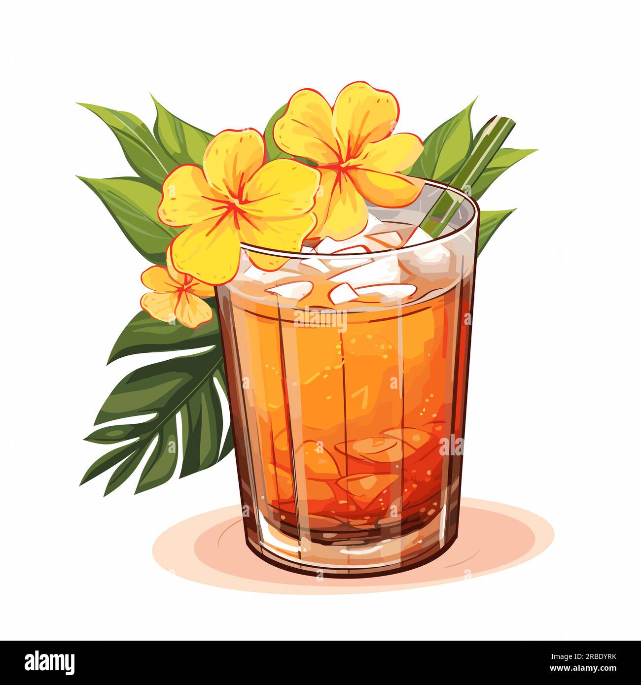 Mai Tai. Mai Tai cocktail hand-drawn comic illustration. Vector doodle ...