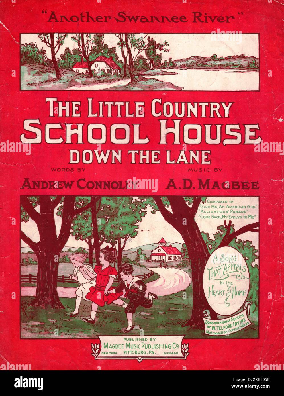 The Little Red Schoolhouse DOwn the Lane,1907 Sheet Music Stock Photo ...
