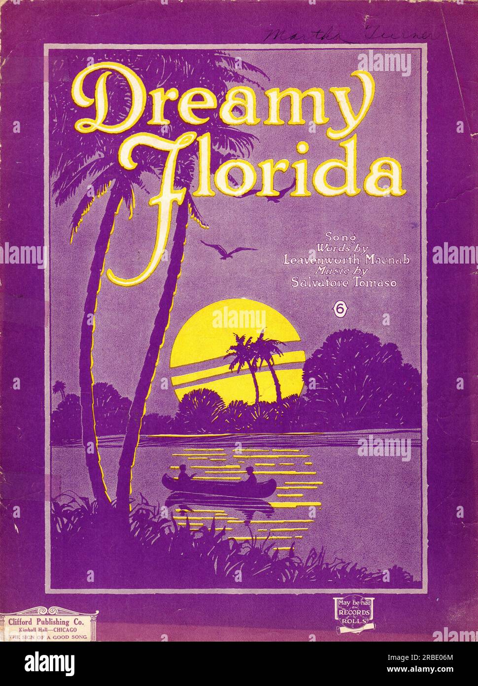 Dreamy Florida, 1922 sheet music Stock Photo - Alamy