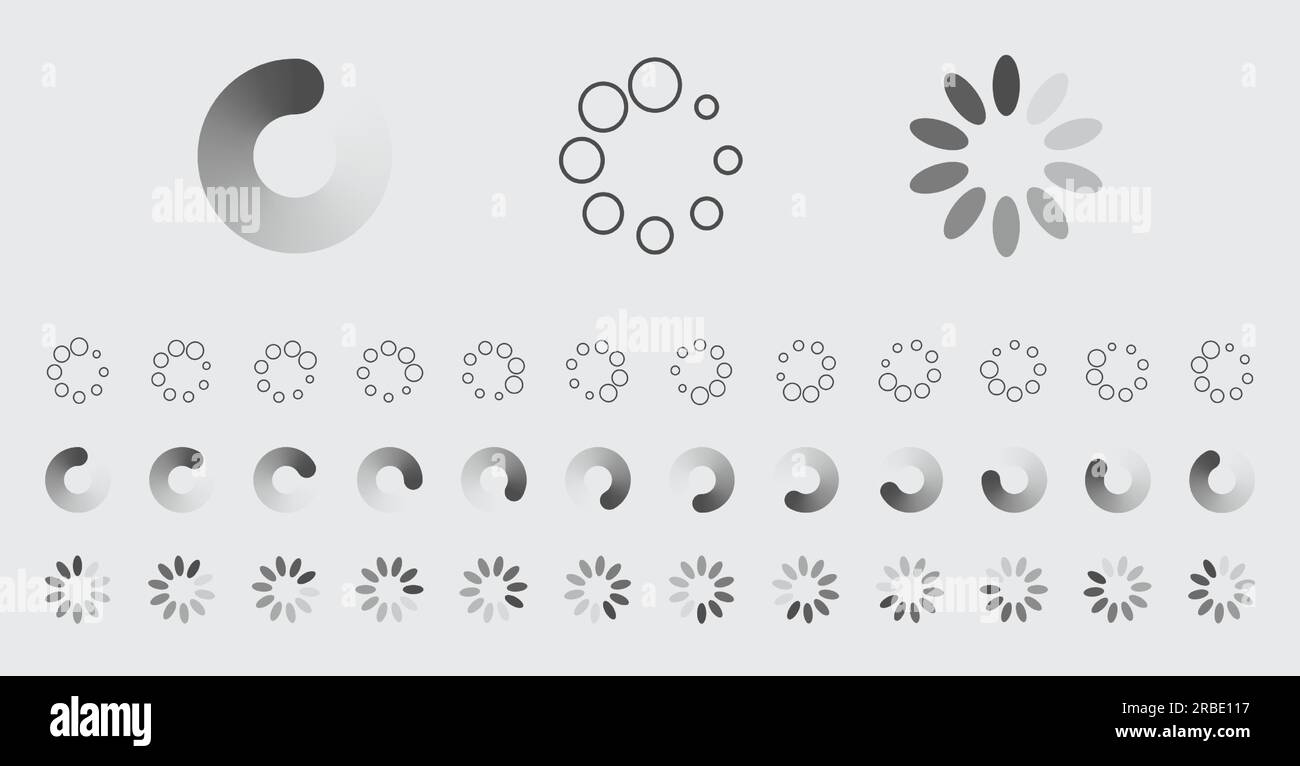 Circular Loading Buffering Icons Vector Set Video Ready For Animation