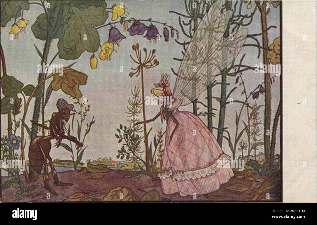 Illustration to Ivan Krylov's fable 'The Ant and the Dragonfly' 1912 ...