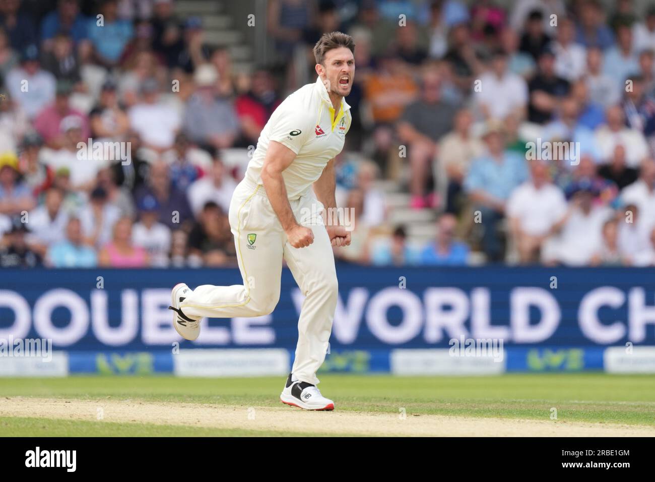 Australia's Mitchell Marsh celebrates after taking the wicket of ...