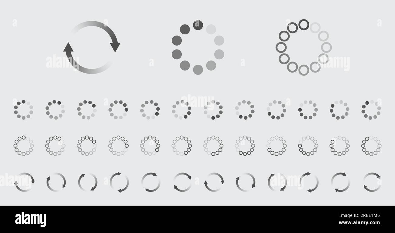 Circular Loading Buffering Icons Vector Set Video Ready for Animation Gif All Keyframes Frames ...