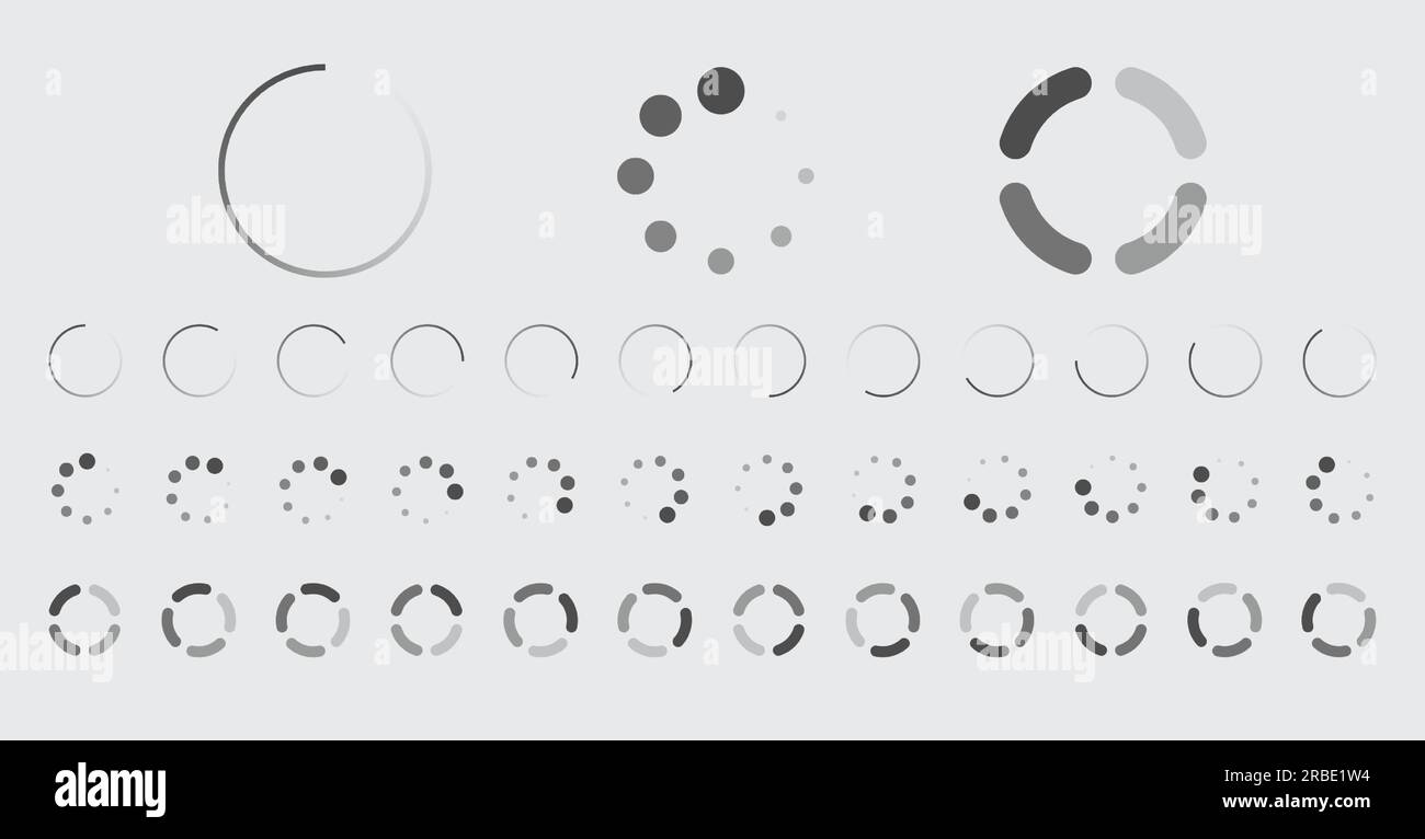 Circular Loading Buffering Icons Vector Set Video Ready for Animation Gif All Keyframes Frames ...