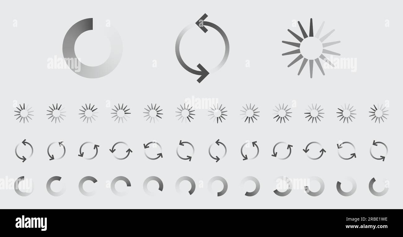 Circular Loading Buffering Icons Vector Set Video Ready for Animation Gif All Keyframes Frames ...