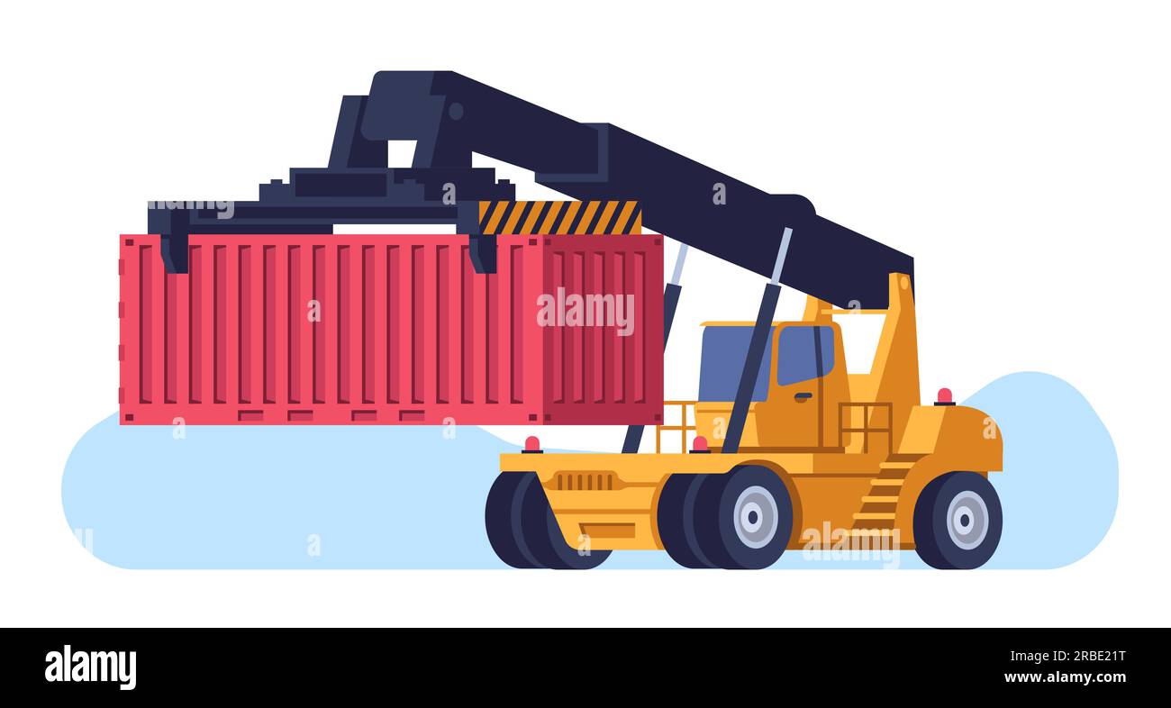 Richstacker transports shipping container from warehouse. Freight ...