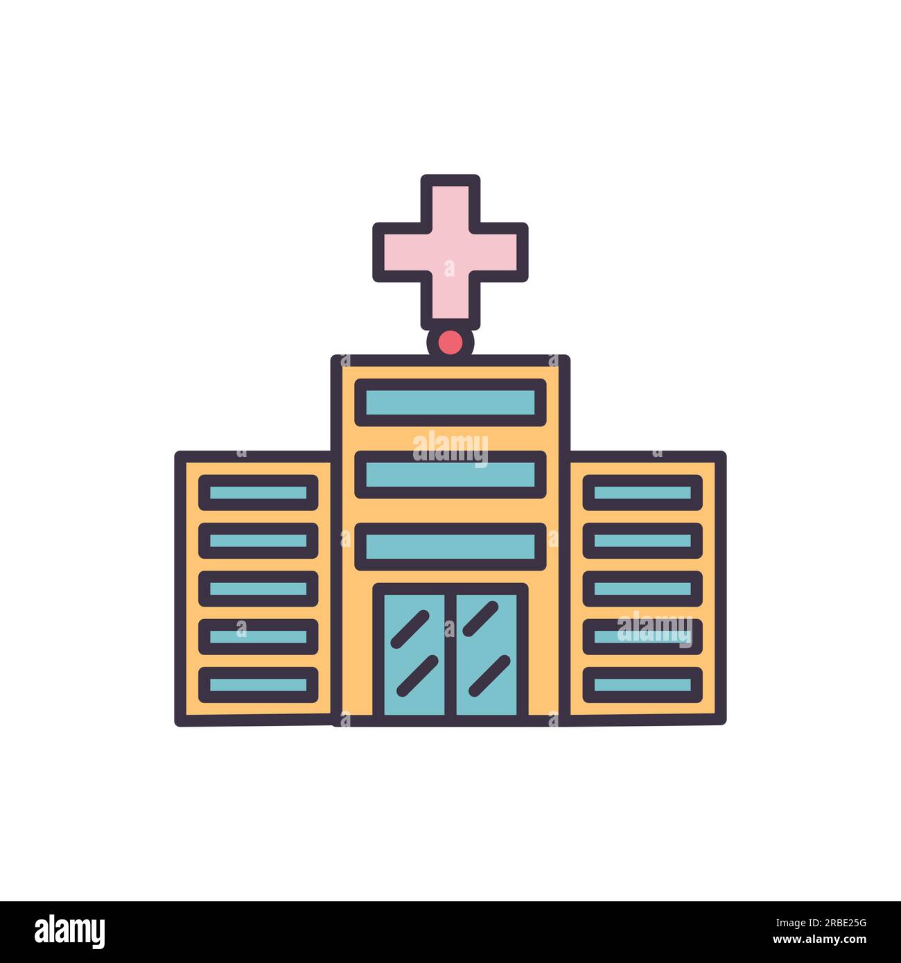 Hospital related vector line icon. Medical facility. Urgent care center ...