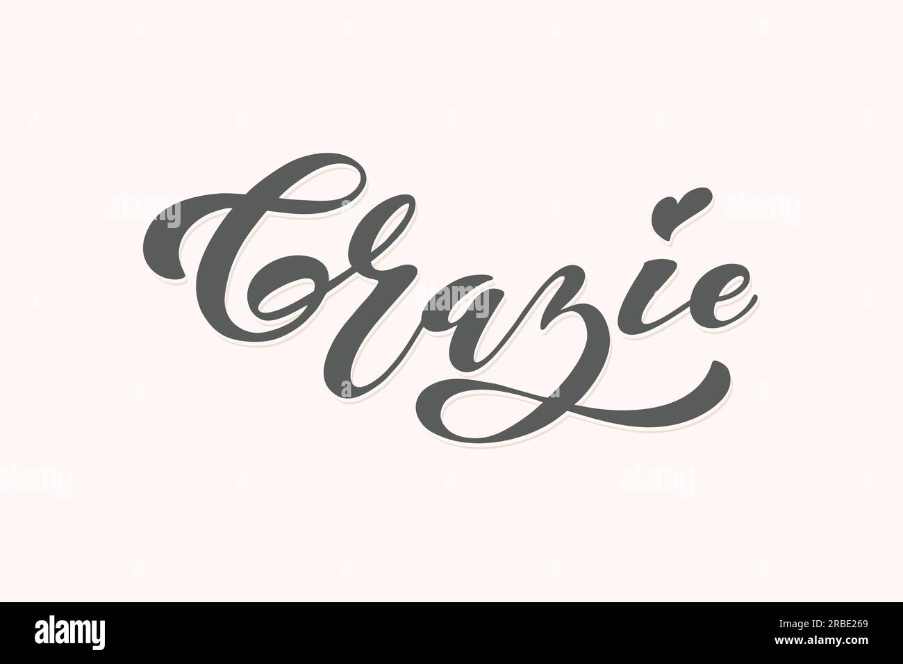 Grazie - thank you in Italian. Modern brush calligraphy. Hand drawn ...