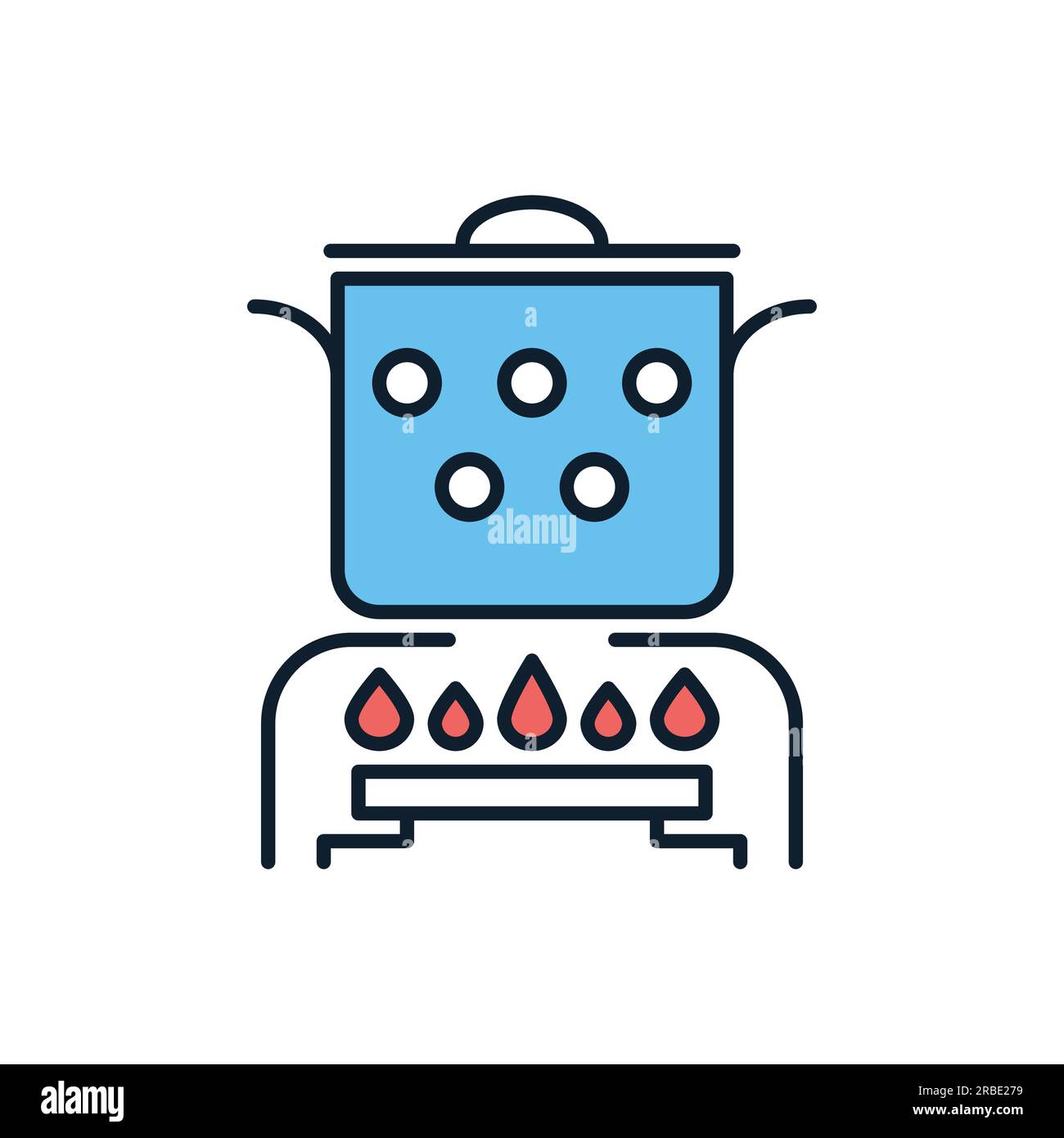 Hot cooking food related vector icon. The pan is on the gas burner. Hot ...