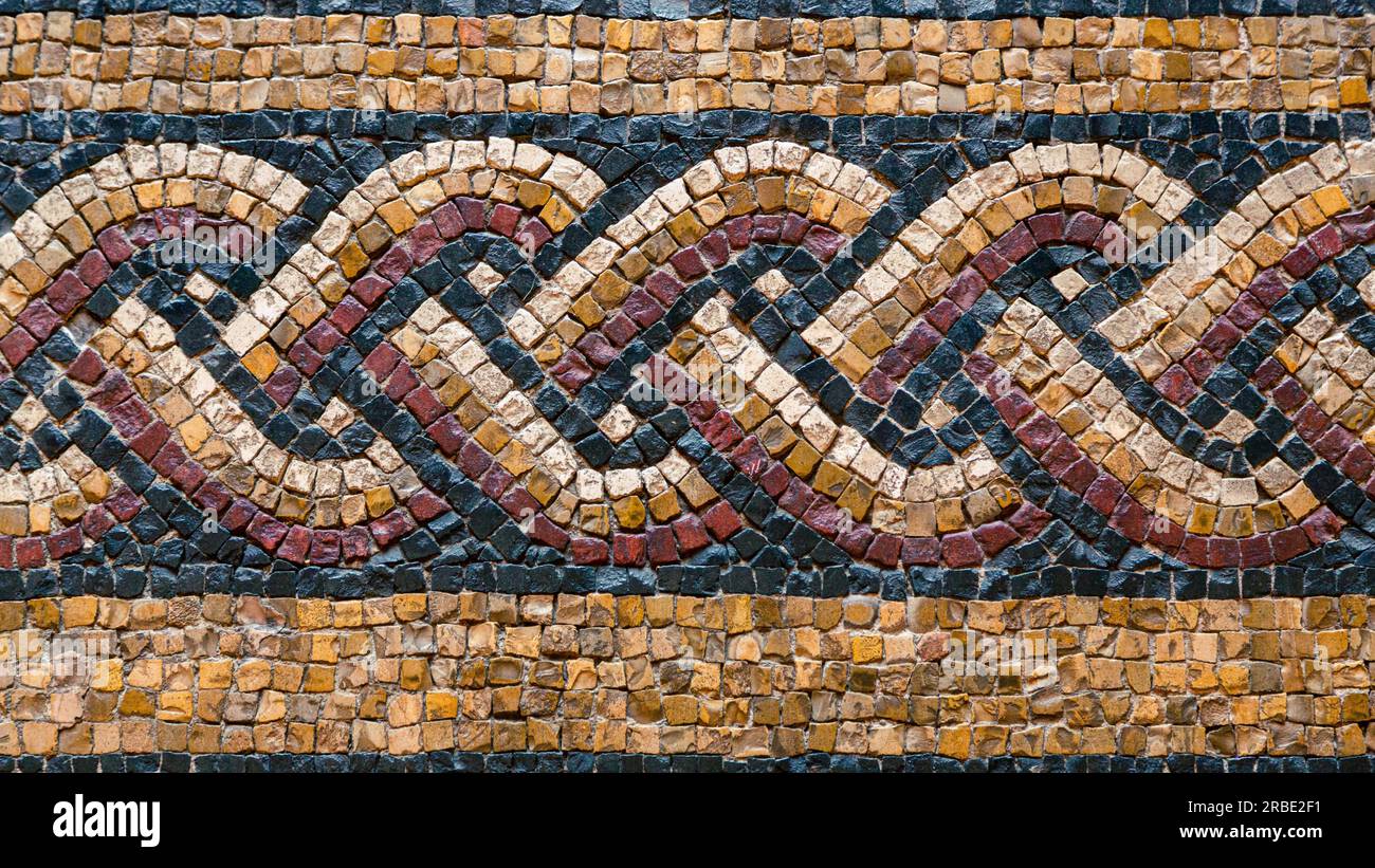 Detailed elements of ancient mosaics, close-up. Colored mosaic of ...