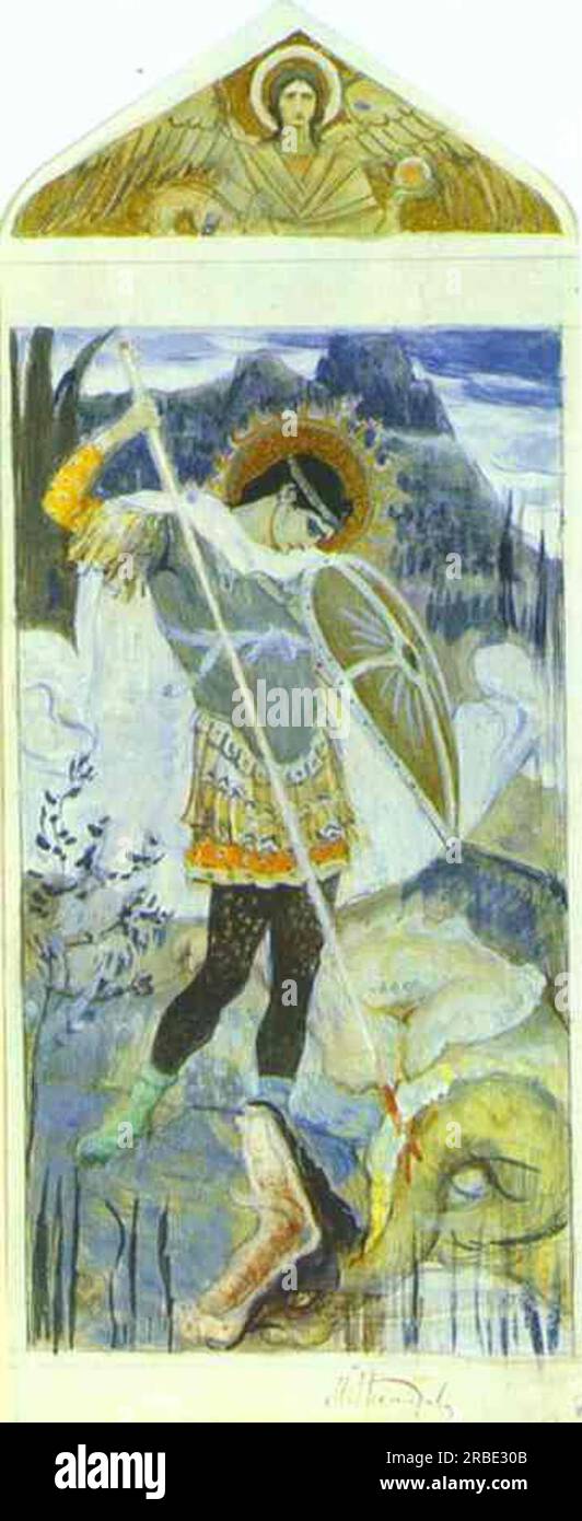 St. George and Dragon 1900 by Mikhail Nesterov Stock Photo - Alamy