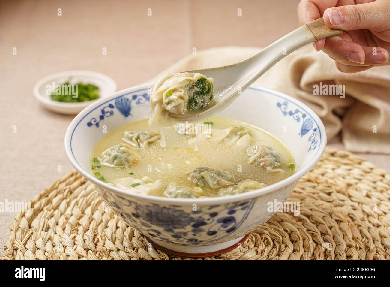 CANTONESE PRAWN WONTON NOODLES ,Meat Dumplings Stock Photo - Alamy