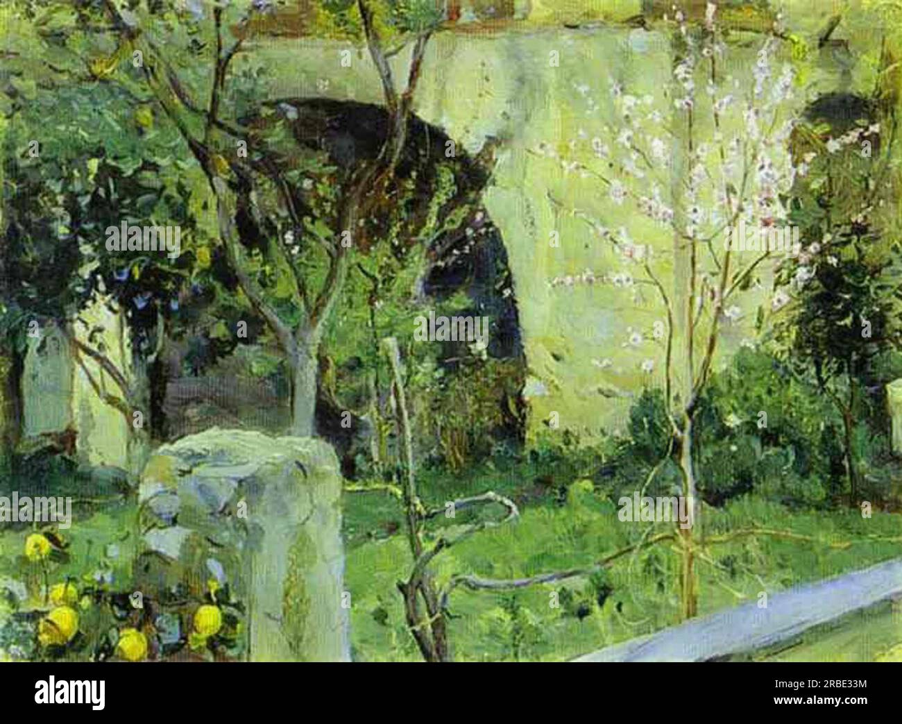 Capri. Almond trees in blossom. 1908 by Mikhail Nesterov Stock Photo ...