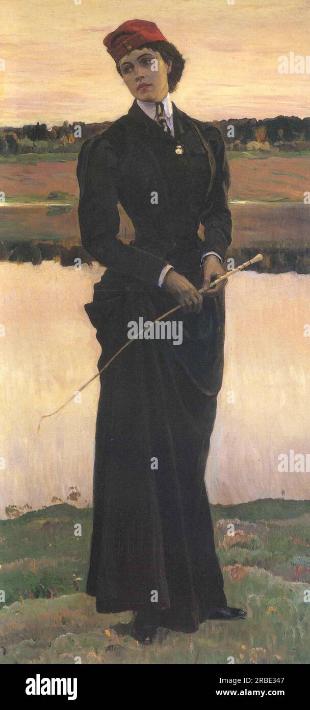 Portrait of Olga Nesterova (Woman in a Riding Habit) 1906 by Mikhail ...