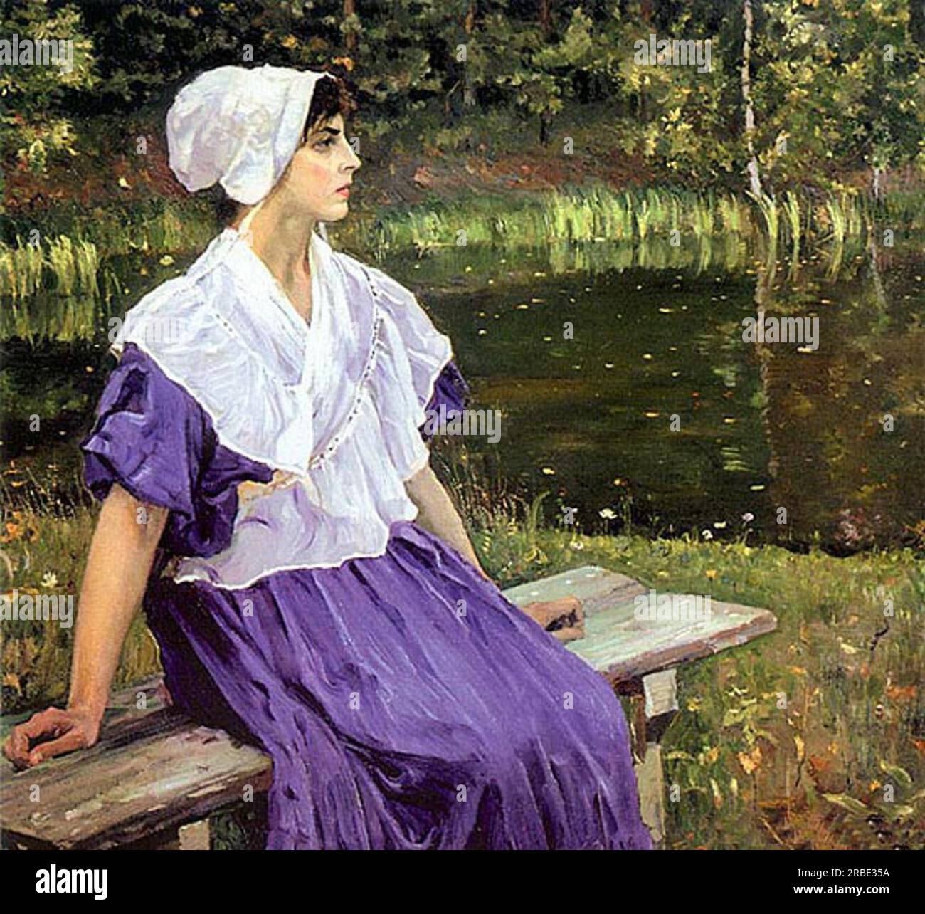 Girl by a Pond (Portrait of Natalia Nesterova) 1923 by Mikhail Nesterov ...