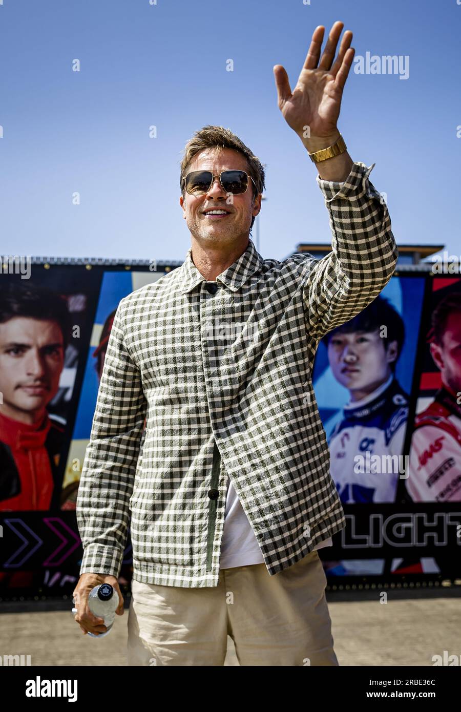 SILVERSTONE - Actor Brad Pitt arrives ahead of the British Grand Prix ...