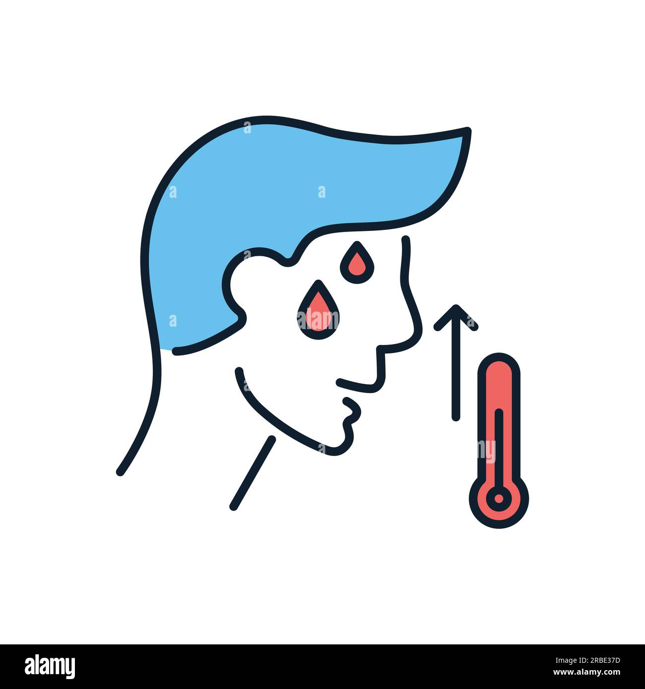 High body temperature related vector icon. Man head and high ...