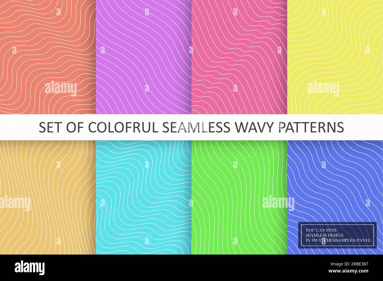 Collection of vector colorful seamless wavy patterns. Striped endless ...
