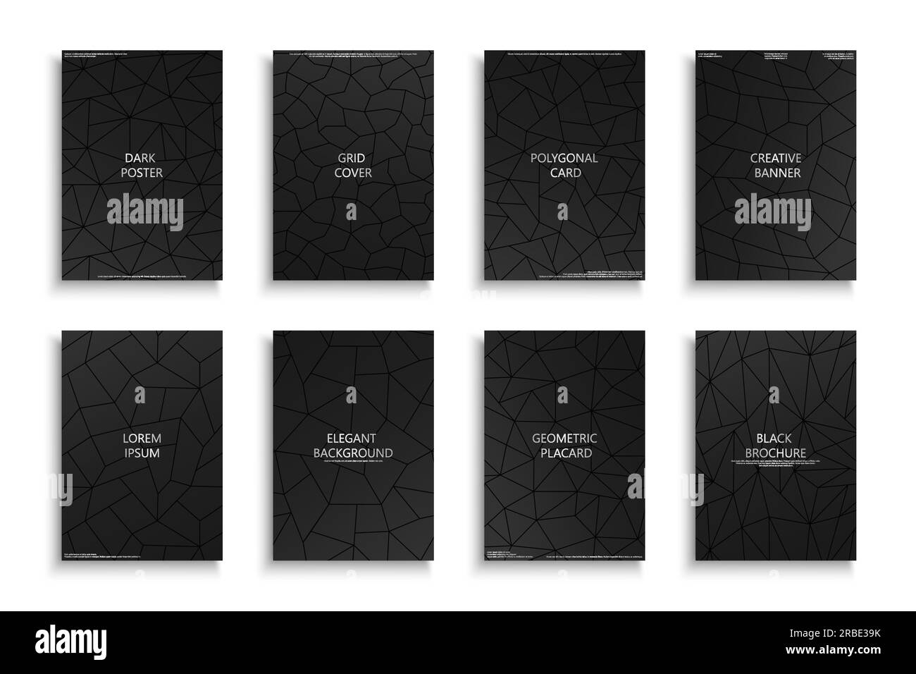 Collection of black geometric polygonal covers, templates, backgrounds ...
