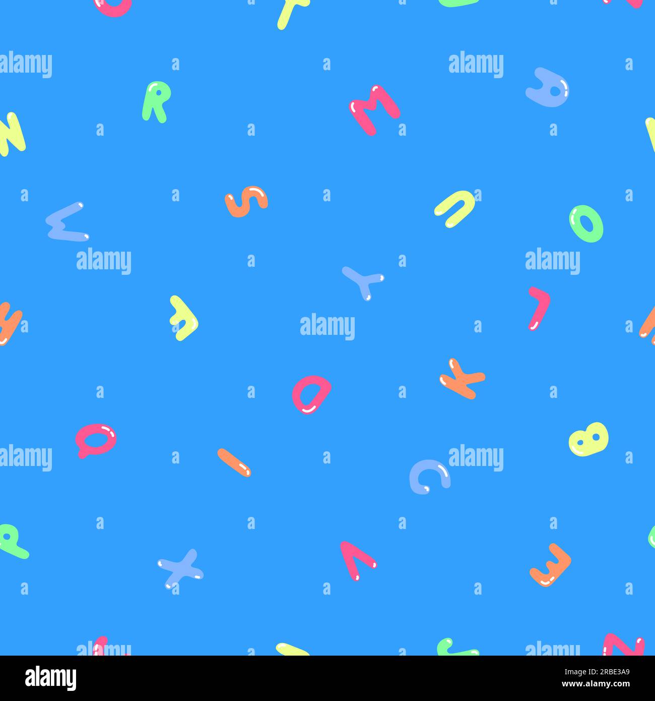 Childish seamless pattern with colorful doodle letters. Fun repeatable ...