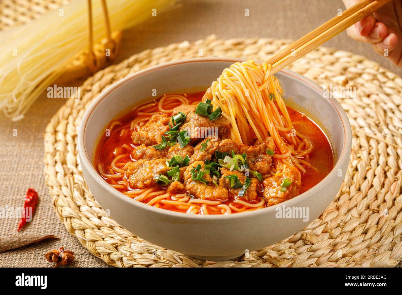 chinese Rice Noodle Soup with pork rib- Asian food style Stock Photo ...
