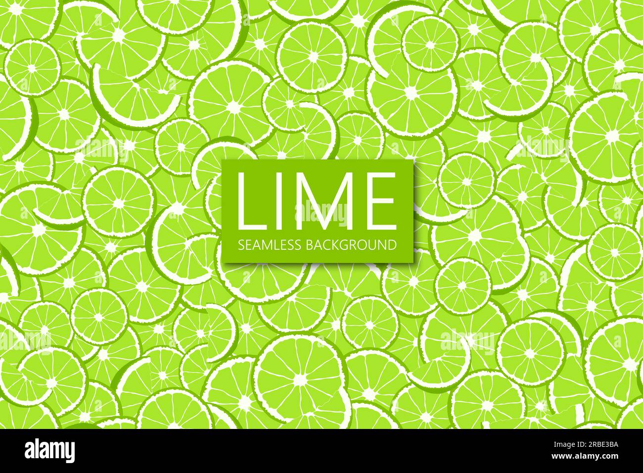 Bright seamless citrus fruit pattern - hand drawn design. Repeatable green background with limes ...