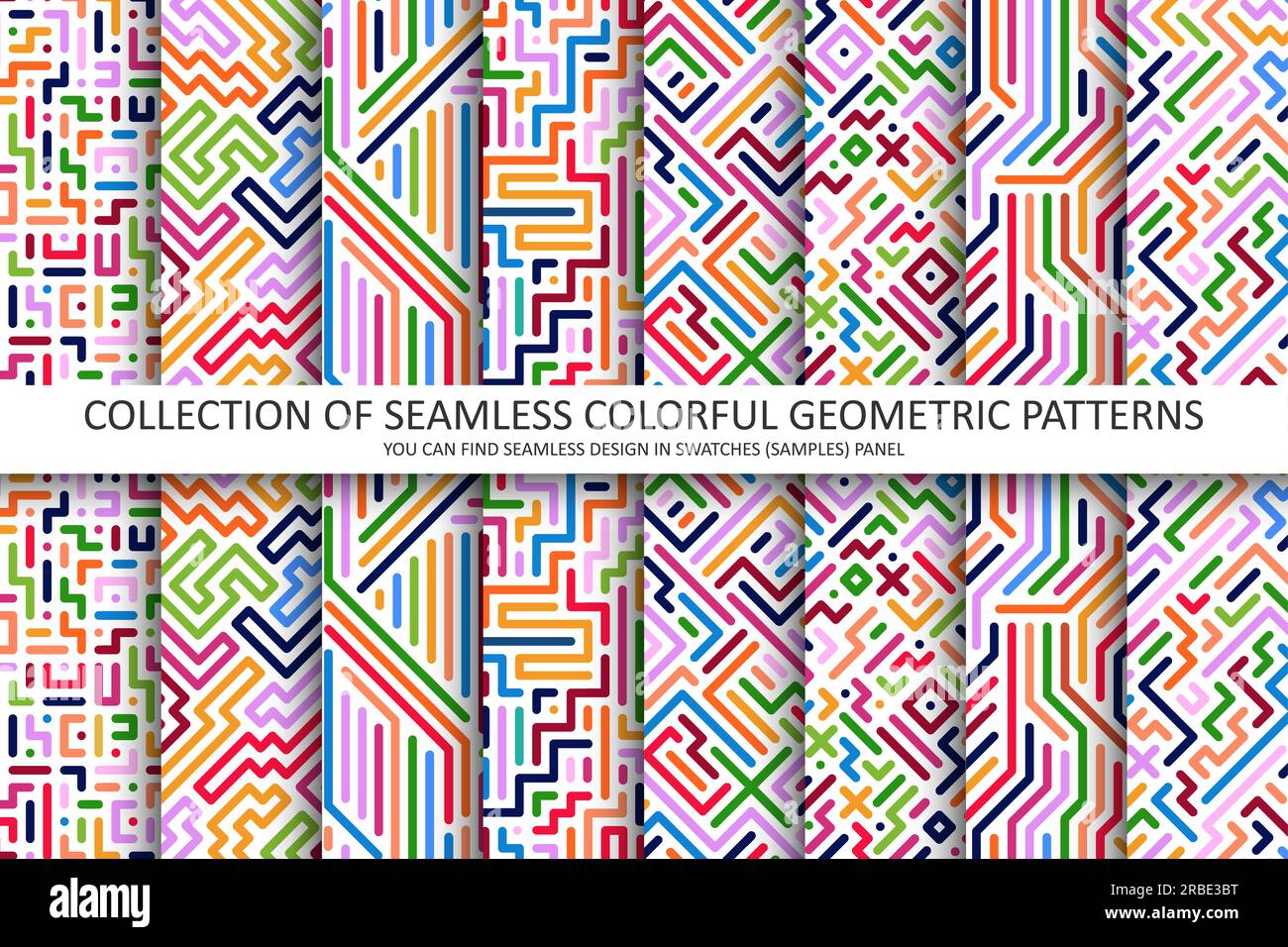 Vector seamless colorful striped patterns. Digital bright prints ...