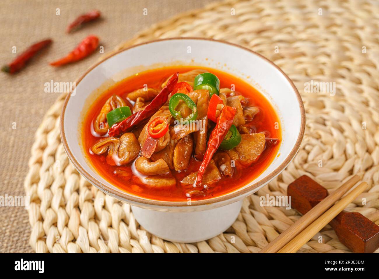 marinated slice Pork Intestines on plate Stock Photo - Alamy