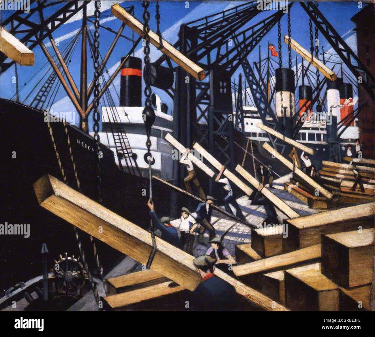 Loading Timber at Southampton Docks 1917 by C. R. W. Nevinson Stock ...