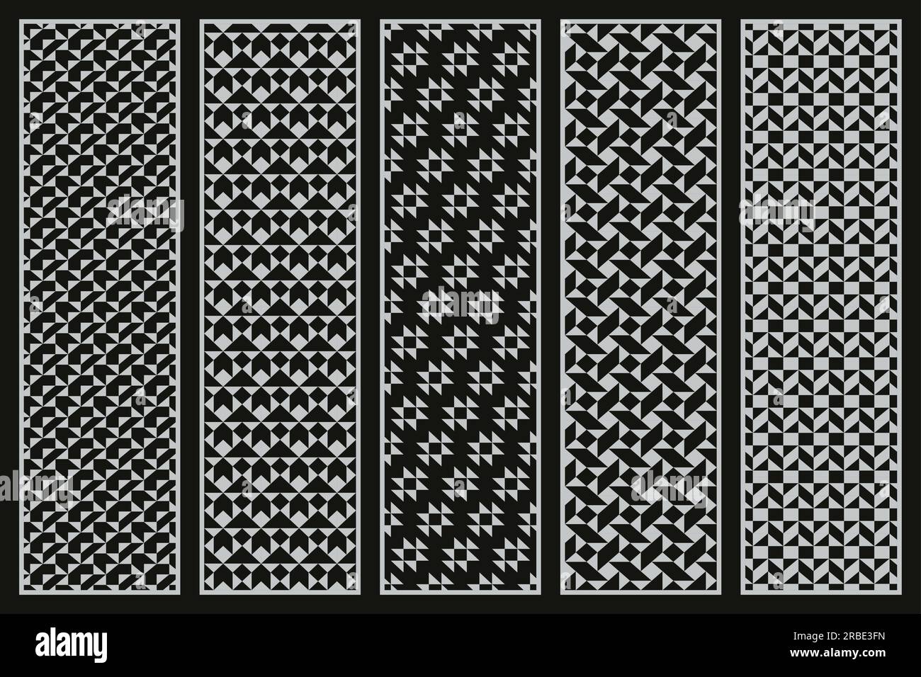 Set of vector black decorative seamless patterns with geometric shapes ...