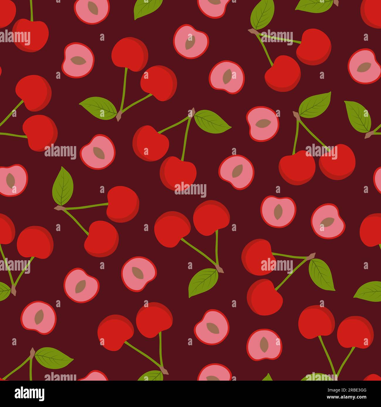 Seamless fruit pattern - hand drawn cartoon design. Repeatable red ...